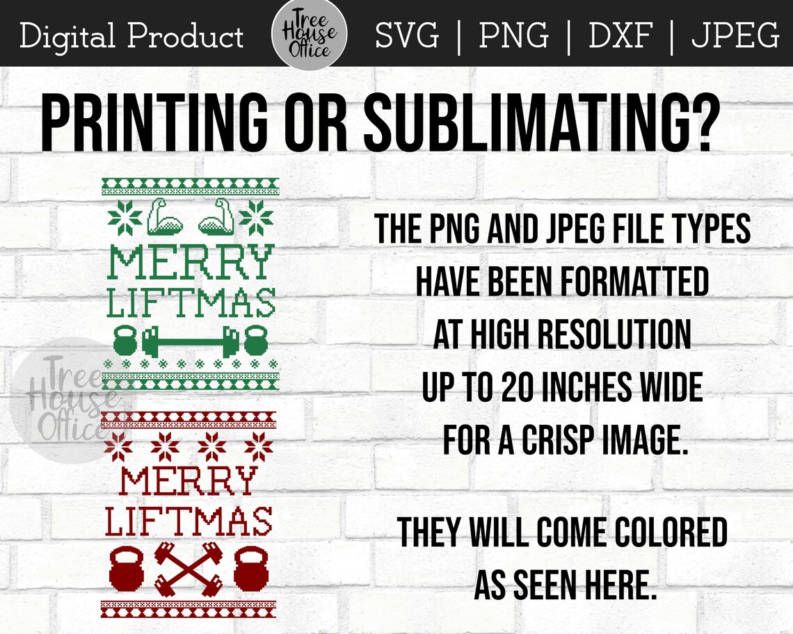Christmas Gym Merry Liftmas SVG, DXF, PNG, Jpeg, Ugly Christmas Sweater ...