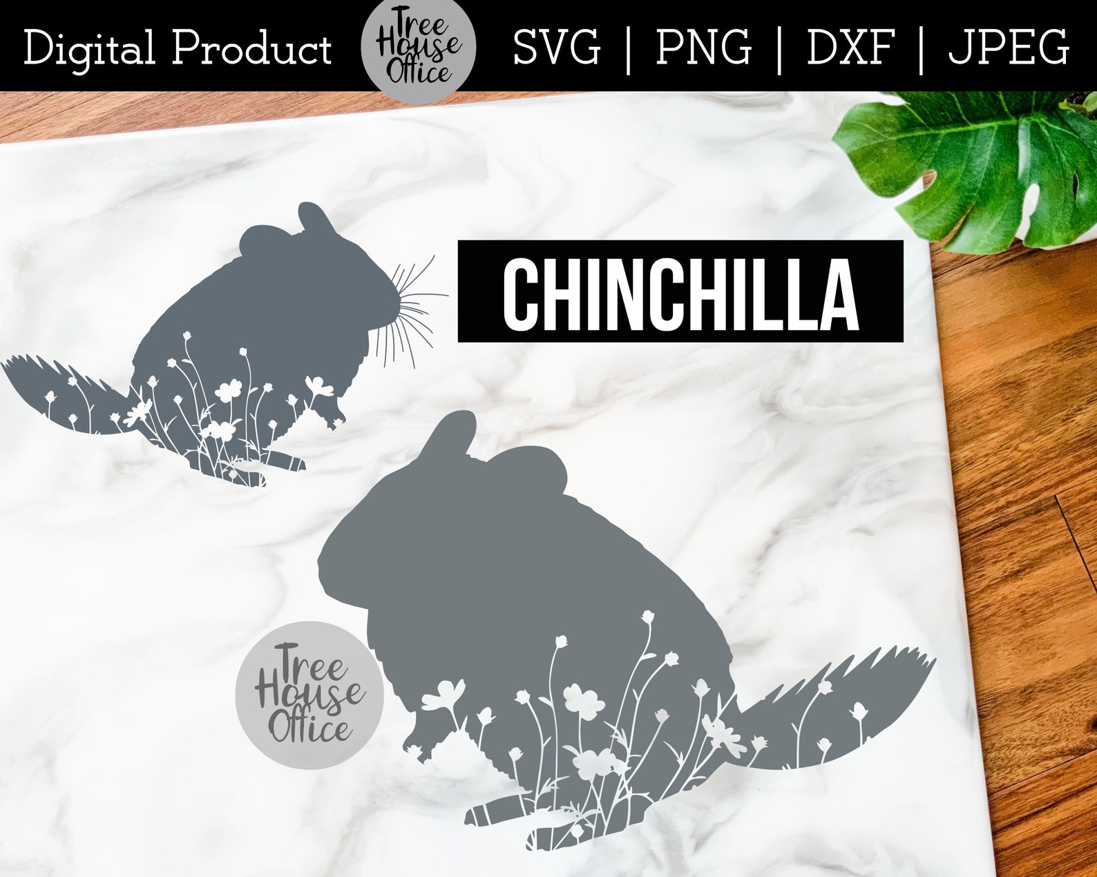 Floral Chinchilla SVG DXF PNG Jpeg Chinchilla With Flowers | Etsy