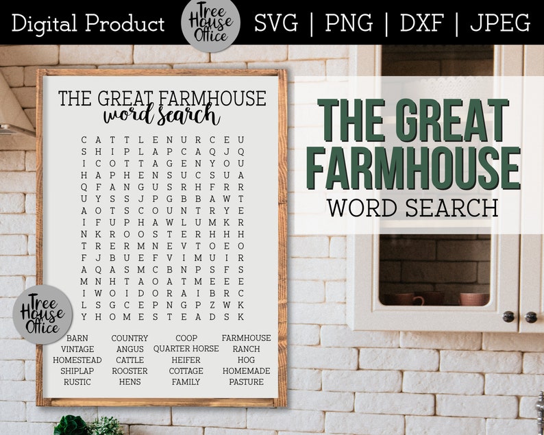 Farmhouse Word Search SVG Farmhouse Word Search Printable | Etsy