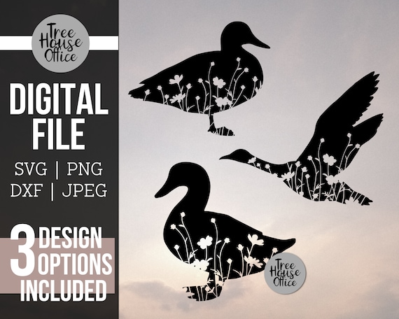 Floral Duck SVG Wildflower Duck Cut File Duck Silhouette - Etsy