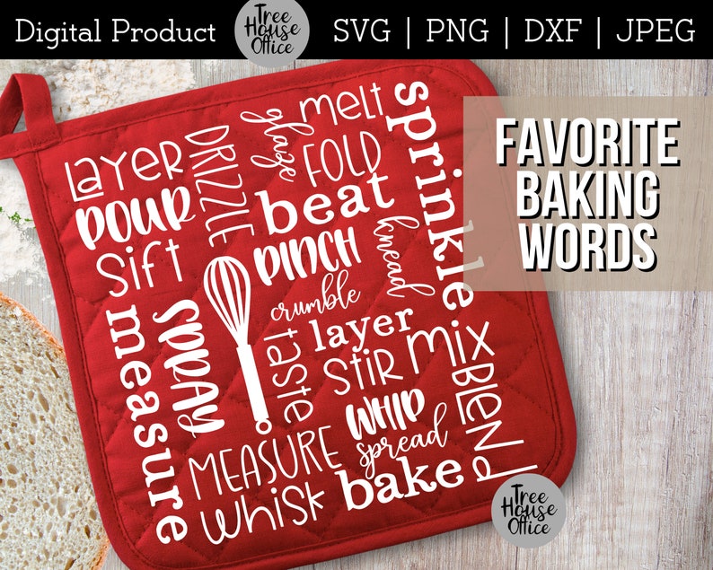 Baking Words Pot Holder SVG Cricut SVG for Dish Towels Tea - Etsy