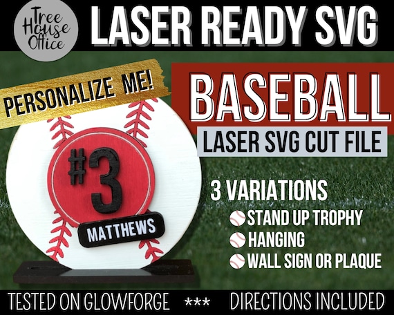 Baseball Laser SVG Baseball Name Number Glowforge SVG Cut - Etsy