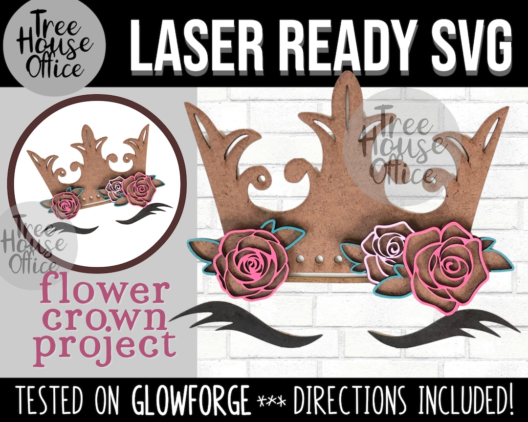 Princess Crown Laser Glowforge SVG, Girls Lashes Cut File, 3D Laser ...