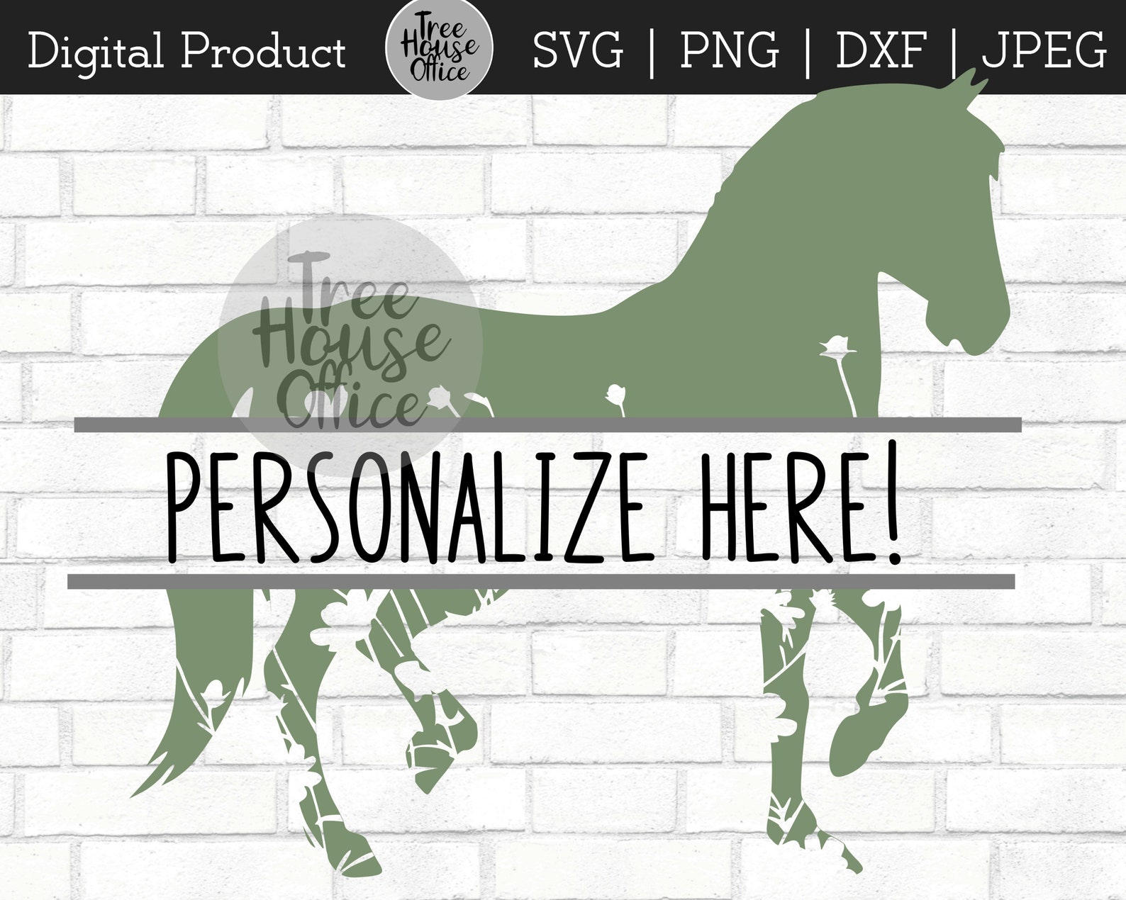 Floral Horse SVG Dxf/png/jpeg Split Monogram, Horse Mail Box ...