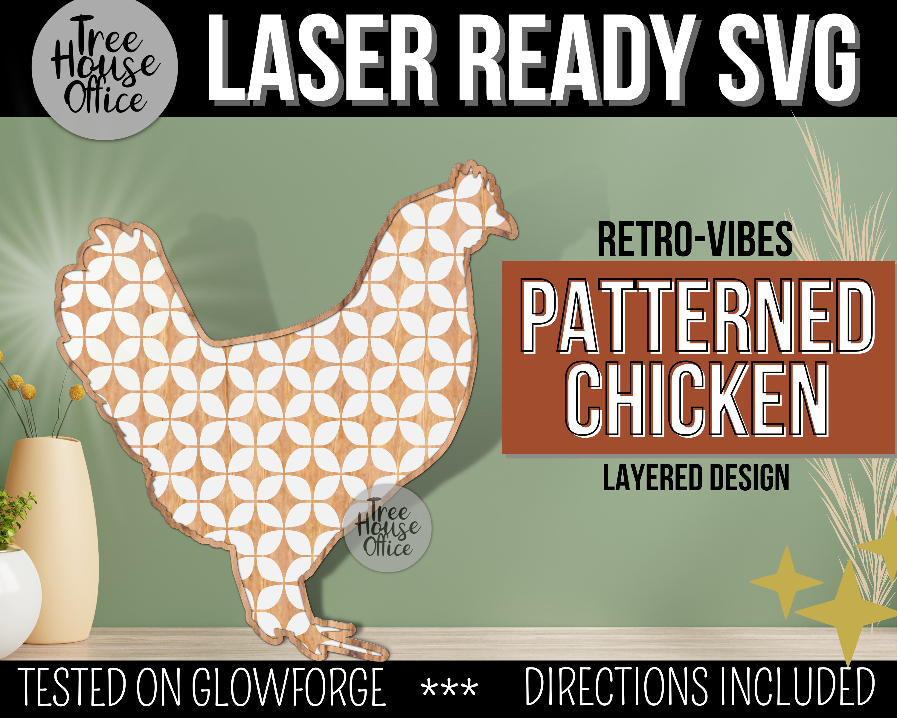 Chicken Laser SVG Patterned Chicken Laser Cut File Farm - Etsy