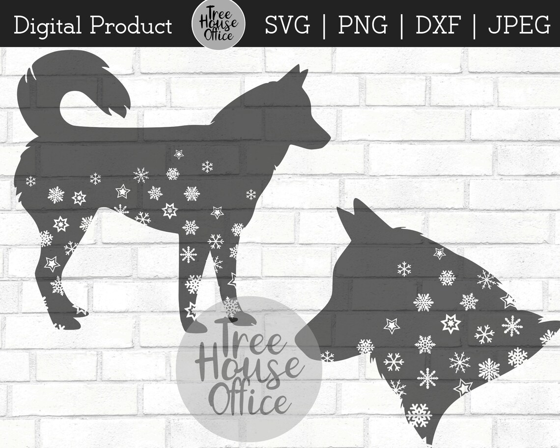 Siberian Husky SVG DXF PNG Jpeg Husky With Snowflakes - Etsy