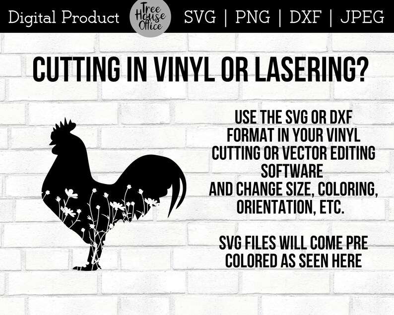 Floral Rooster SVG DXF PNG Jpeg Rooster With Flowers Svg - Etsy