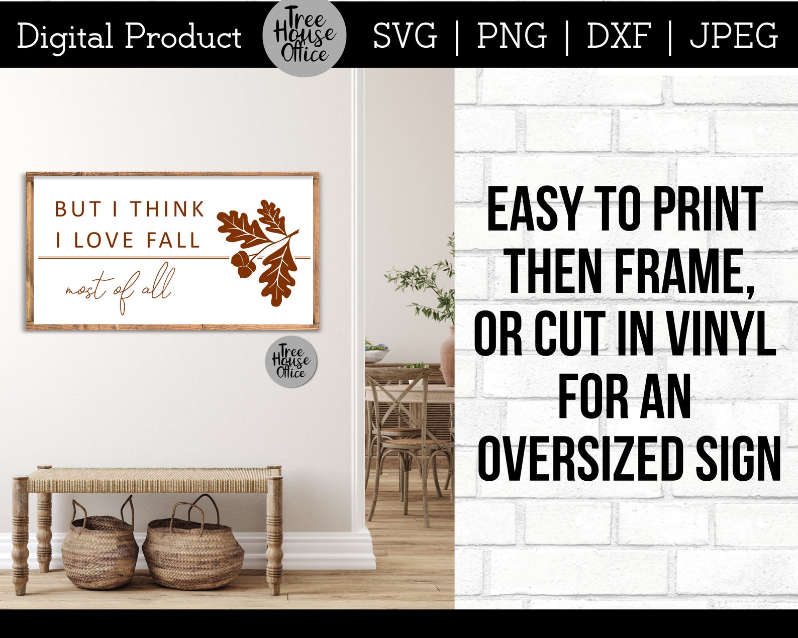 But I Think I Love Fall Most of All, Fall Quote SVG Wall Art, Cute Fall ...