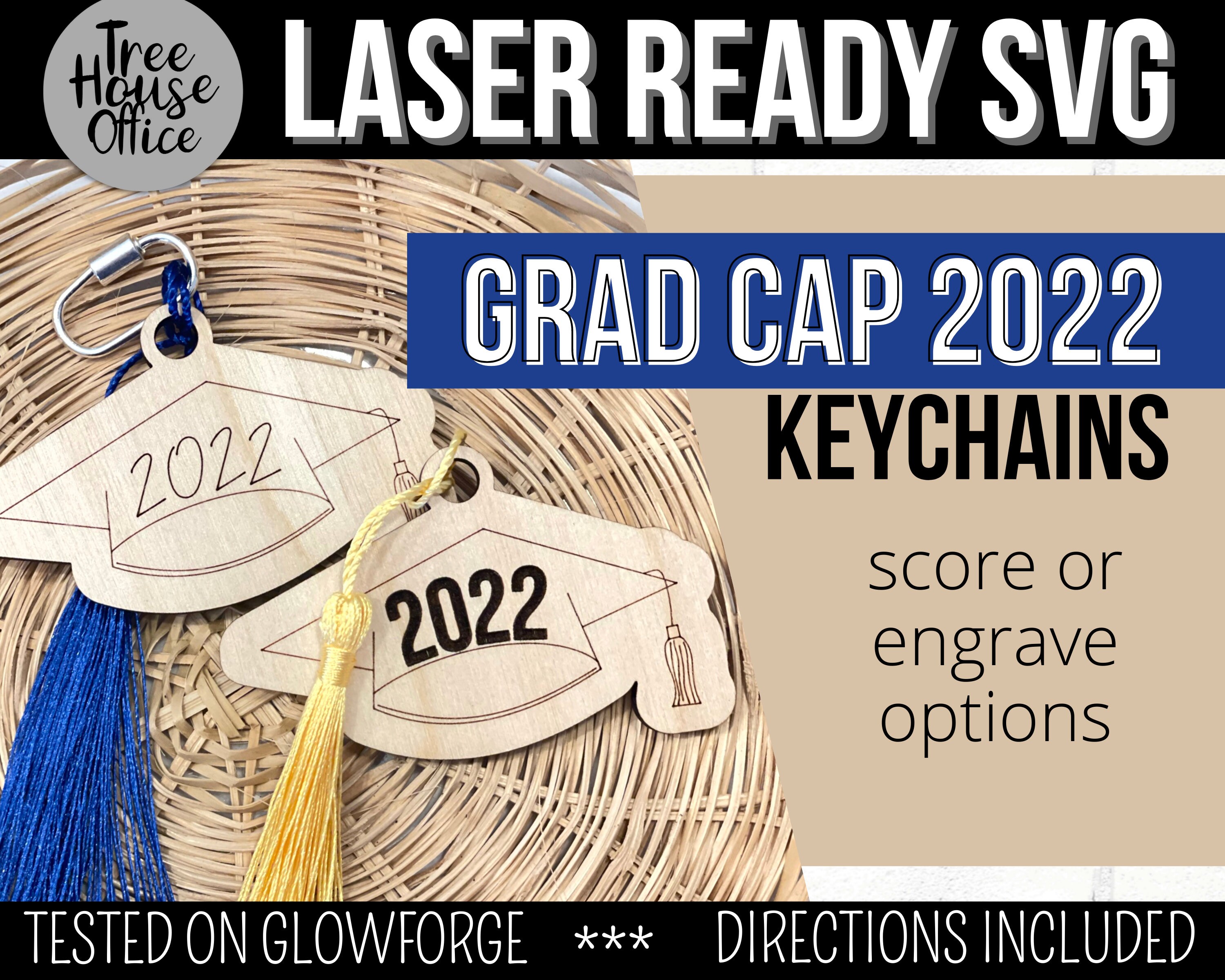 Graduation Laser SVG, Grad Cap 2022 Keychain for Glowforge or Laser ...