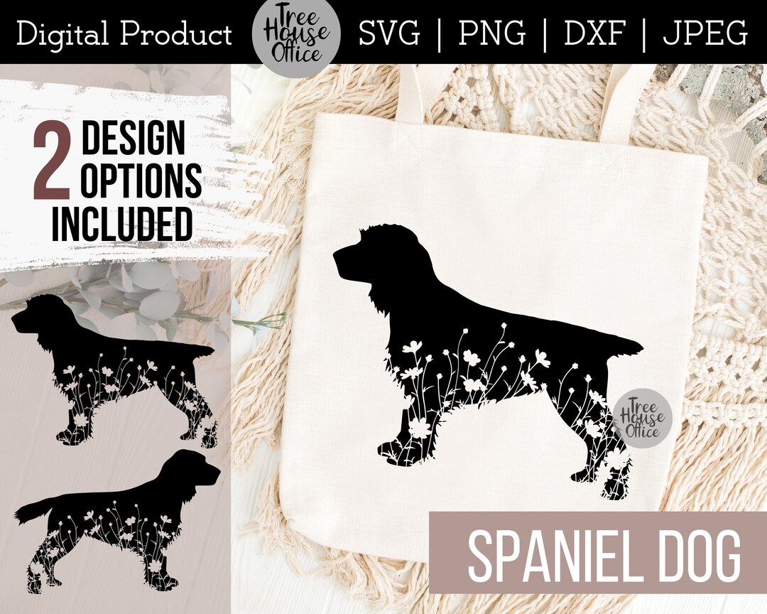 Floral Sprocker Spaniel SVG, Cocker Spaniel Dog With Flowers PNG ...