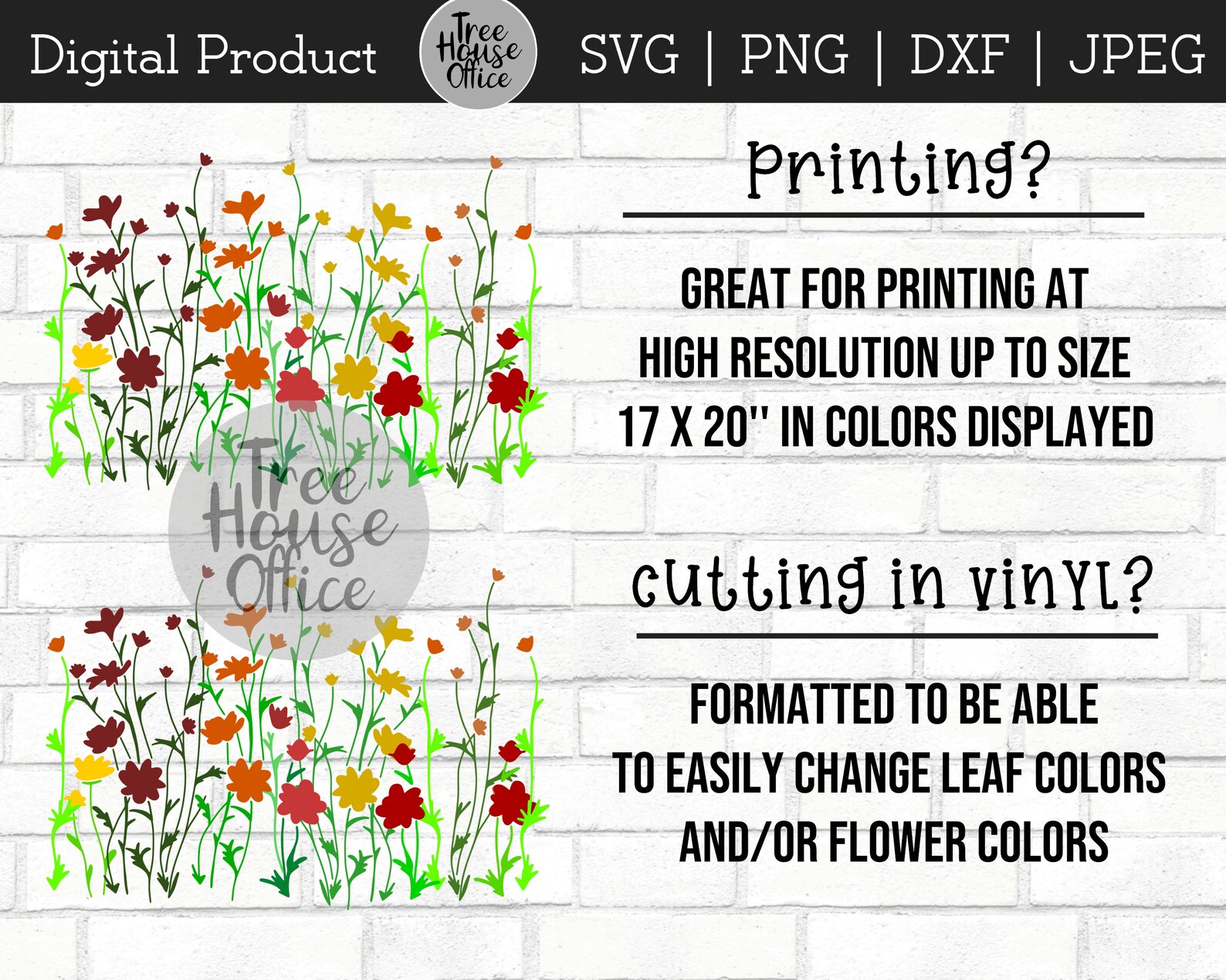 Wildflowers SVG PNG JPEG Dxf Hand Drawn Doodle Flowers - Etsy