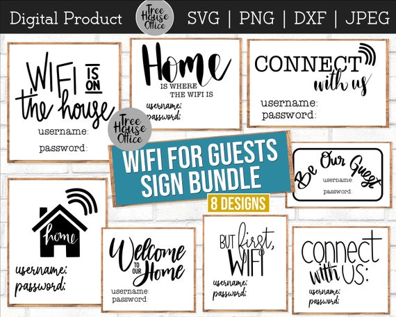 Wifi Sign SVG Bundle DXF JPEG Png Wifi Password Printable - Etsy