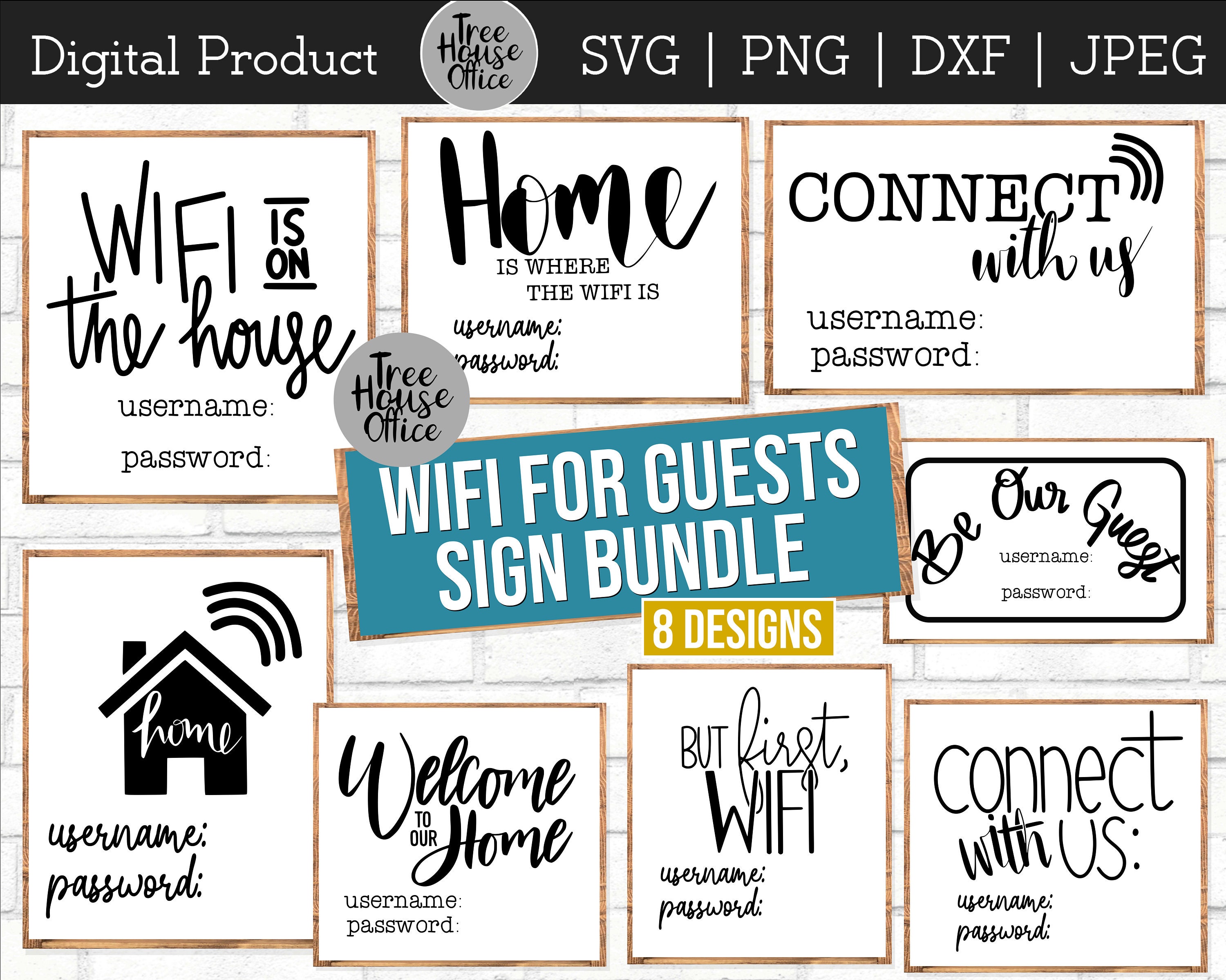Wifi Sign SVG Bundle DXF JPEG Png Wifi Password Printable - Etsy UK