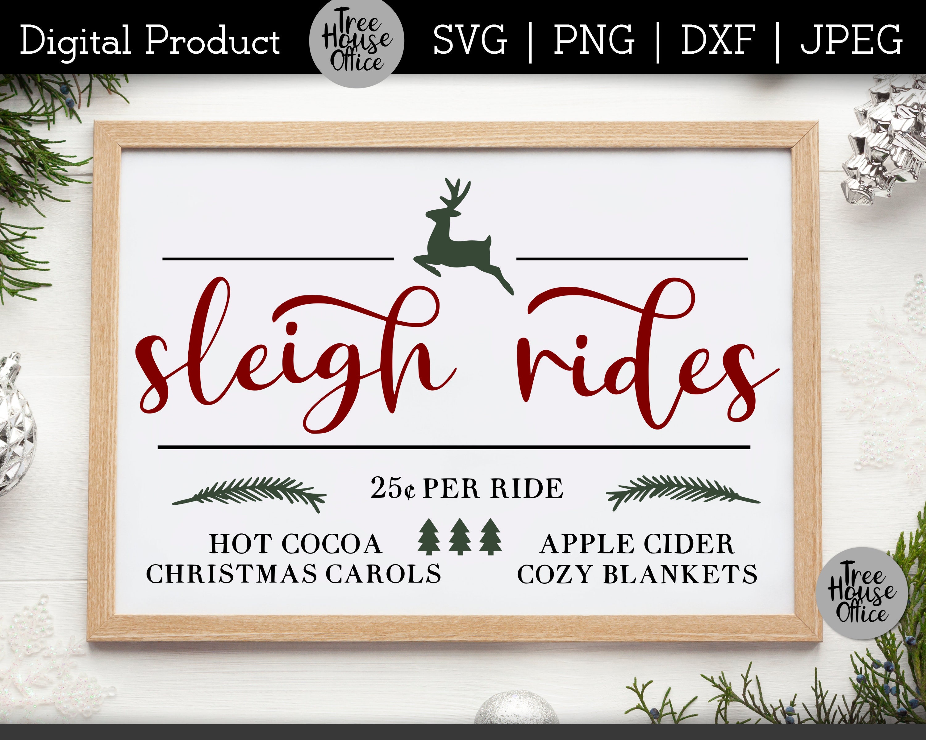 Sleigh Rides SVG, Christmas Sign Sleigh Ride Cut File, Cricut Christmas ...