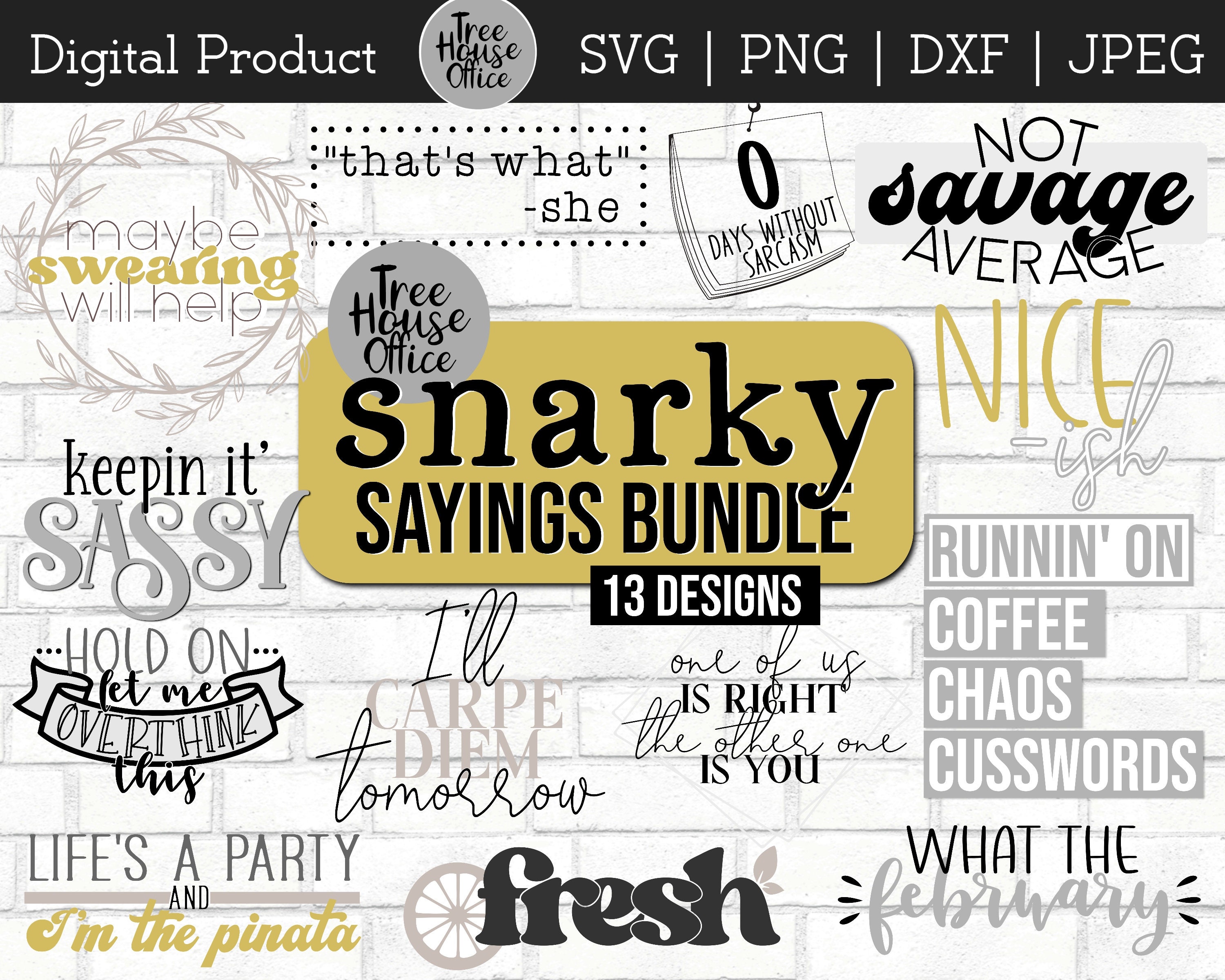 Snarky Sayings SVG Bundle DXF PNG Jpeg Funny Quote Svg | Etsy Canada