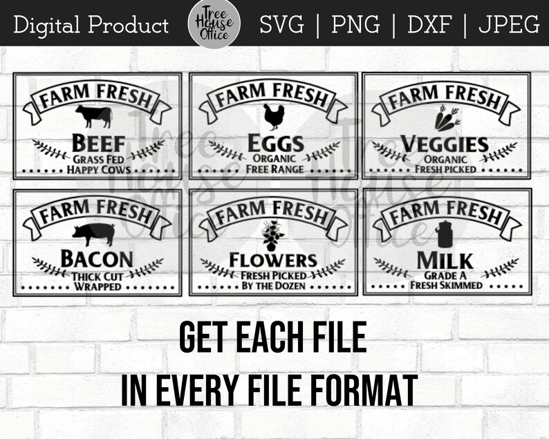 Farmhouse Fresh Bundle SVG Dxf/png/jpeg Farm Fresh Eggs Milk - Etsy