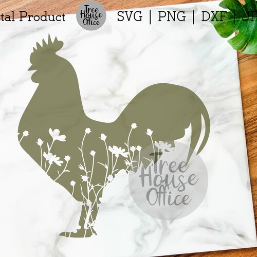 Floral Rooster SVG DXF PNG Jpeg Rooster With Flowers Svg - Etsy