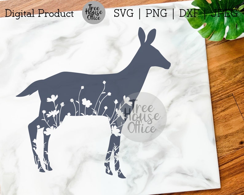 Floral Doe Svg/dxf/png/jpeg | Animal Clip Art | Deer Doe Mandela ...