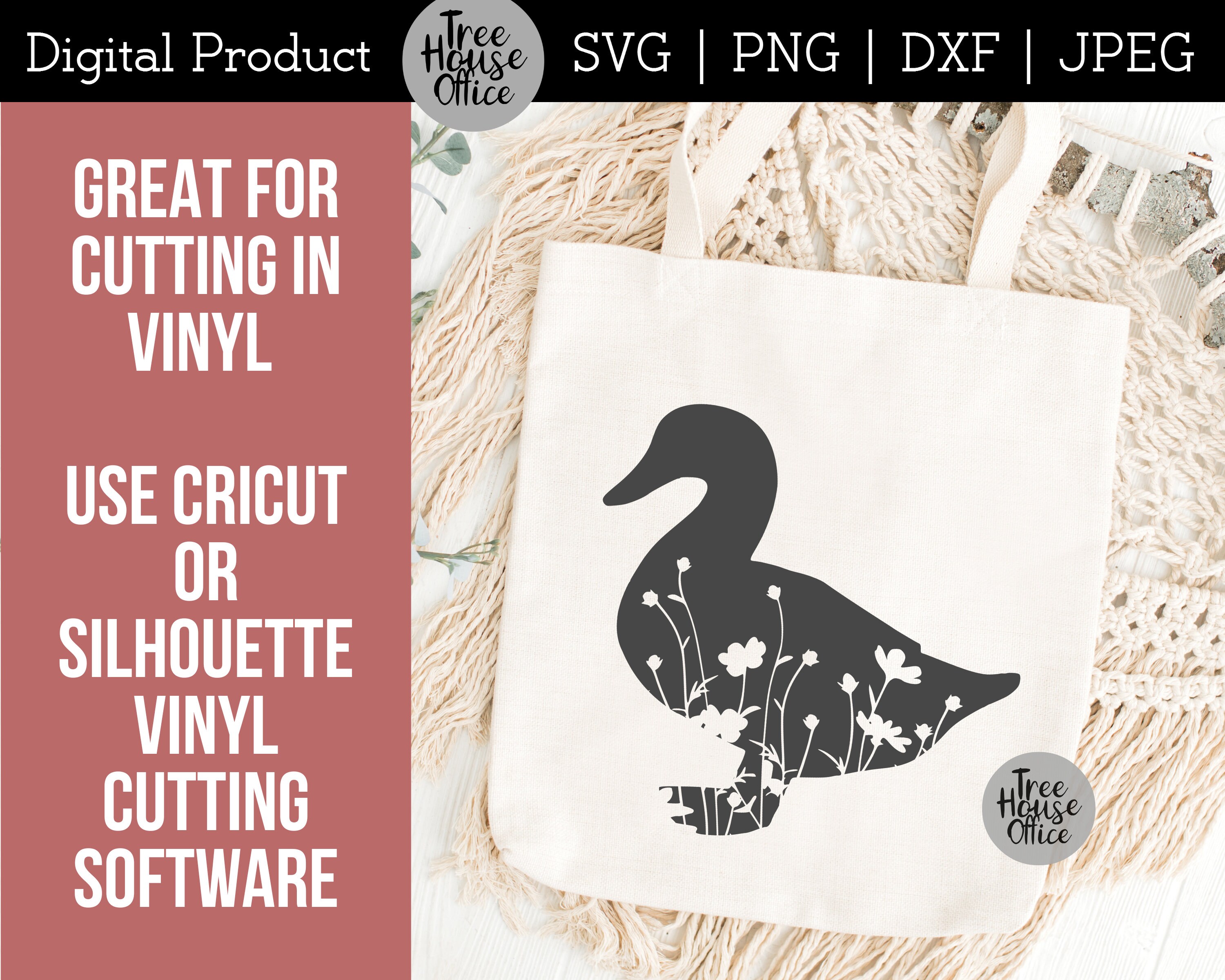 Floral Duck SVG Wildflower Duck Cut File Duck Silhouette - Etsy UK