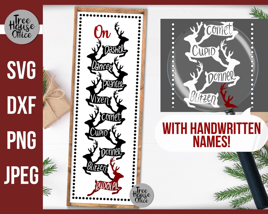 On Dasher on Dancer SVG, Santa's Reindeer SVG Cut File, Reindeer Names ...