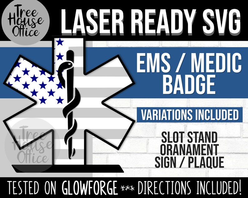 Medic EMS Badge Glowforge SVG Paramedic Cut File 3D Laser | Etsy