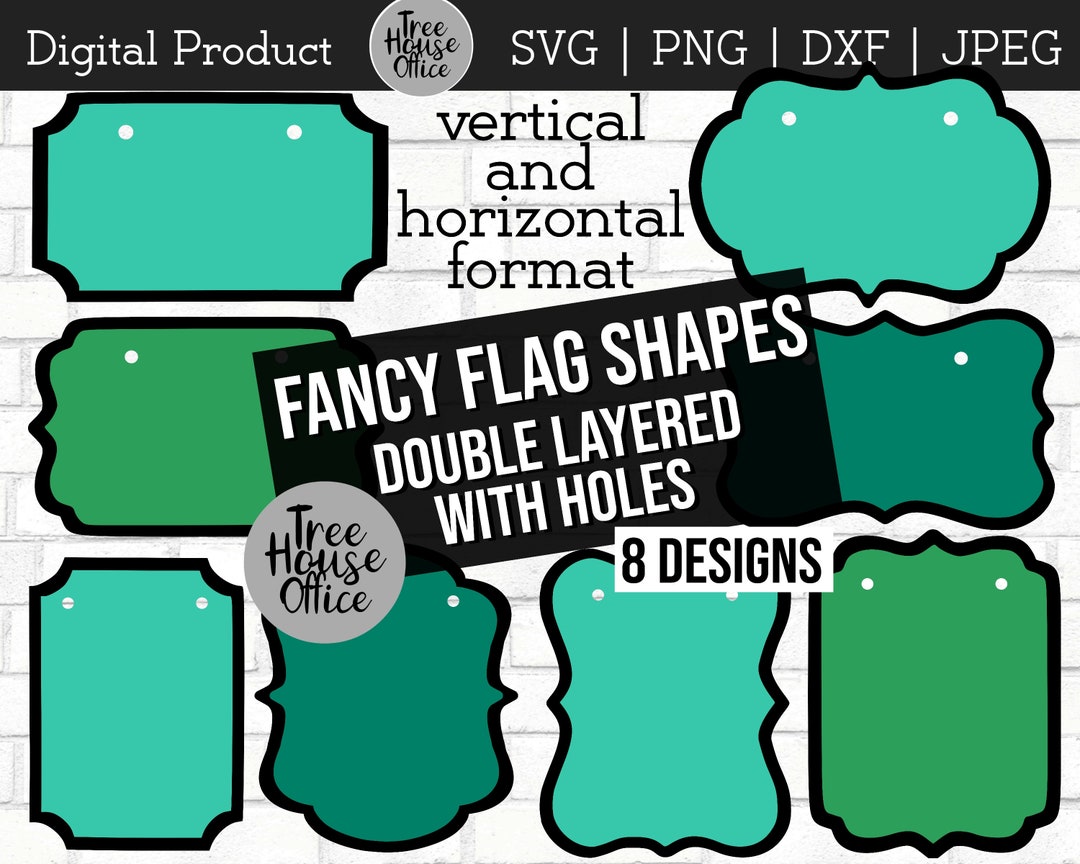 Fancy Flag Shapes SVG Bundle, Cricut Gift Tags Svg, Layered Banner Cut ...