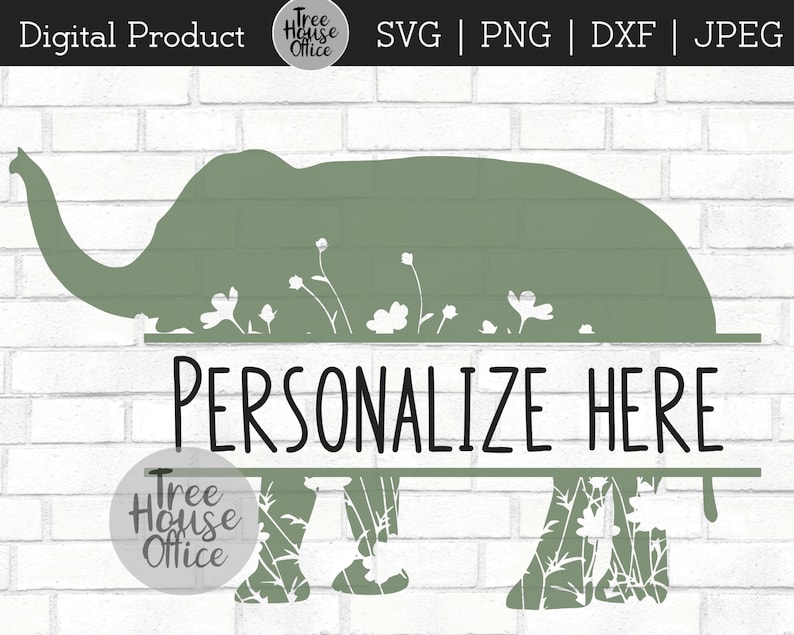 Floral Elephant SVG DXF/PNG/jpeg Split Monogram Elephant | Etsy