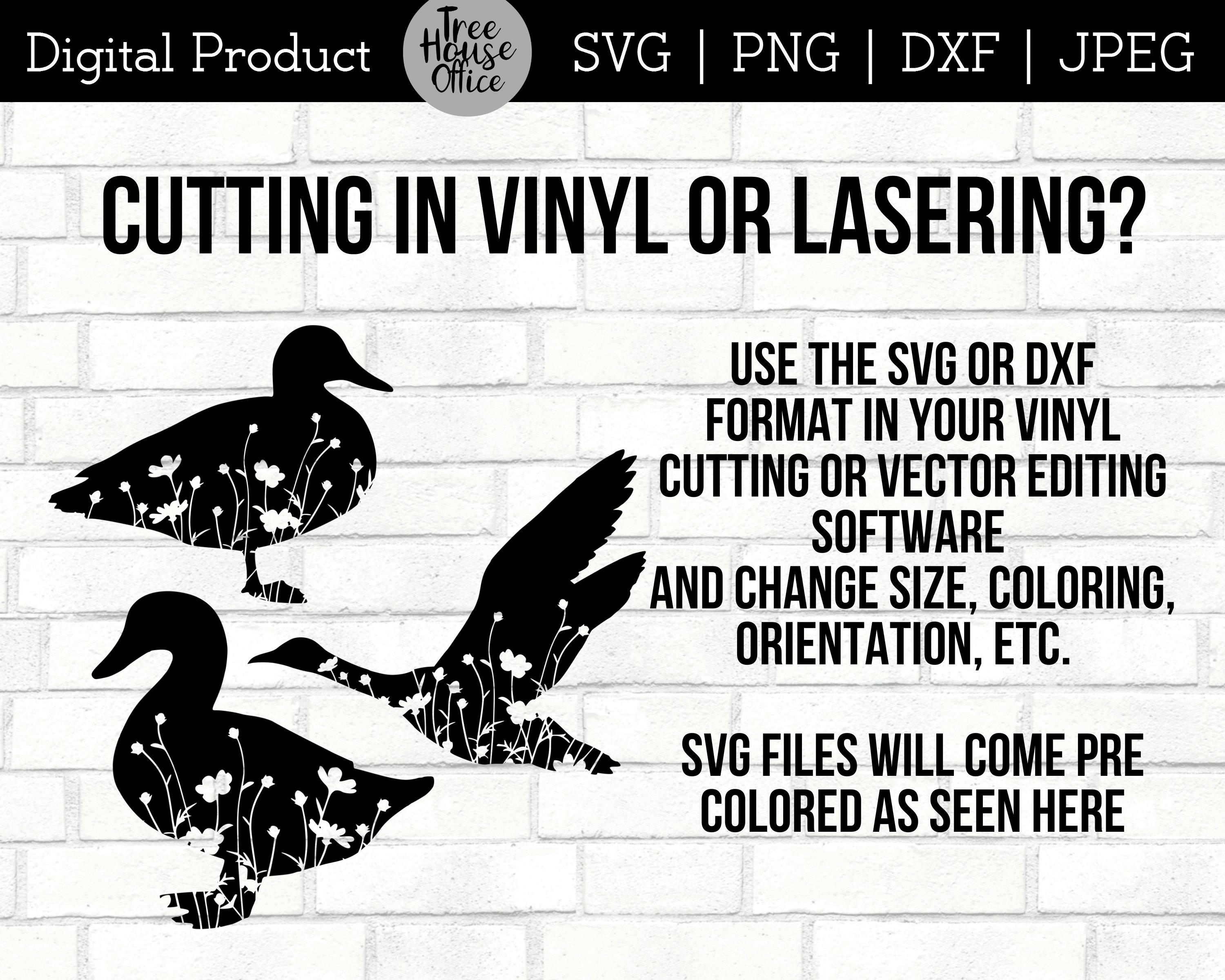 Floral Duck SVG Wildflower Duck Cut File Duck Silhouette - Etsy UK