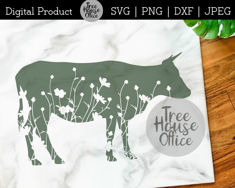 Floral Steer SVG Dxf/png/jpeg Farm Animal Clip Art Steer | Etsy