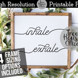 Inhale Exhale Instant Printable Wall Decor, Inspirational Yoga Wall Art ...