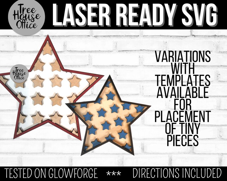 Layered Star Laser SVG 4th of July Glowforge SVG Cut File - Etsy