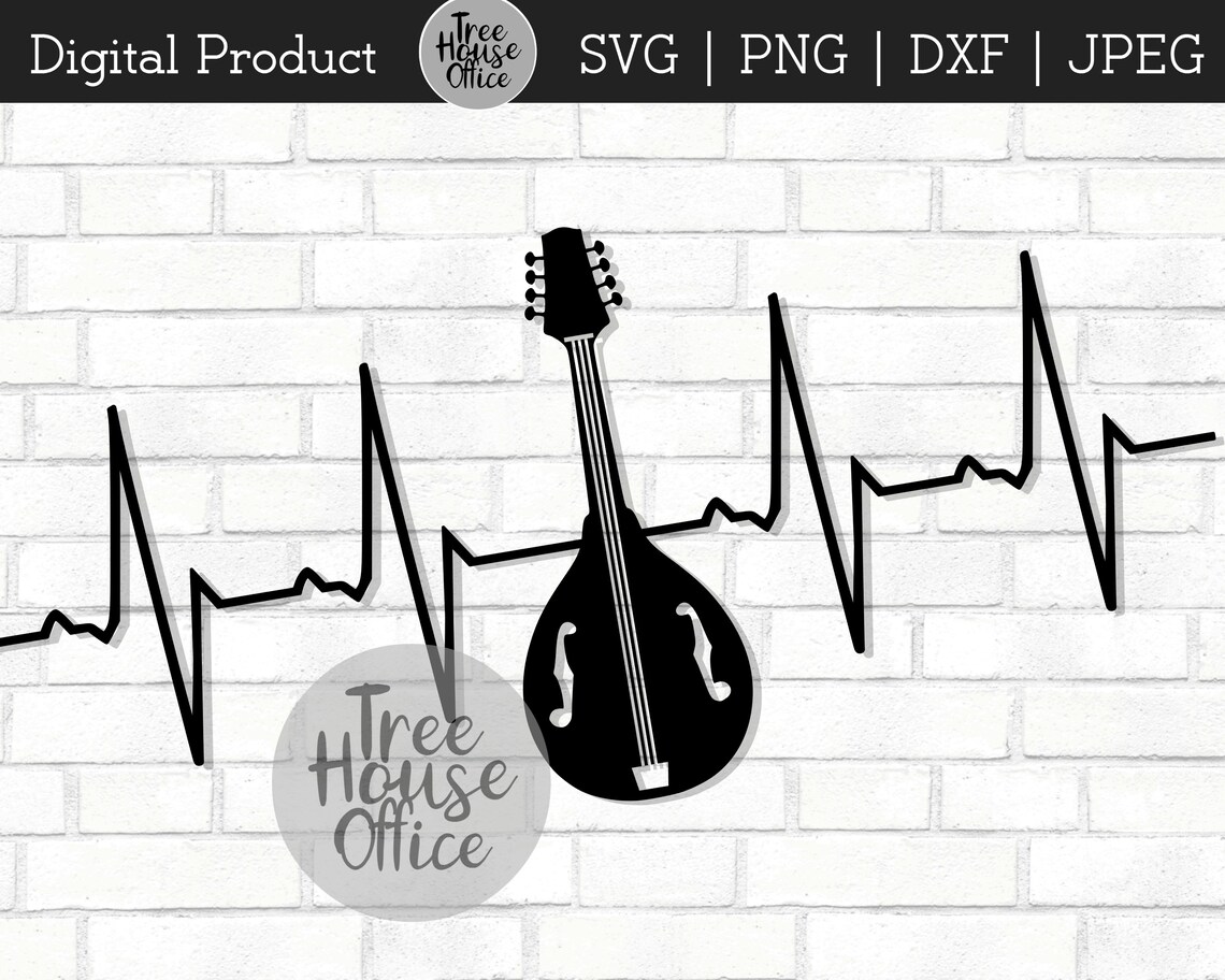 Mandolin Heartbeat Svg/dxf/png/jpeg Mandolin Svg Musician | Etsy