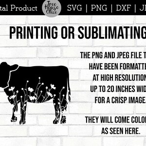 Floral Cow SVG, Wildflower Cow Cut File, Cow Silhouette With Flowers ...