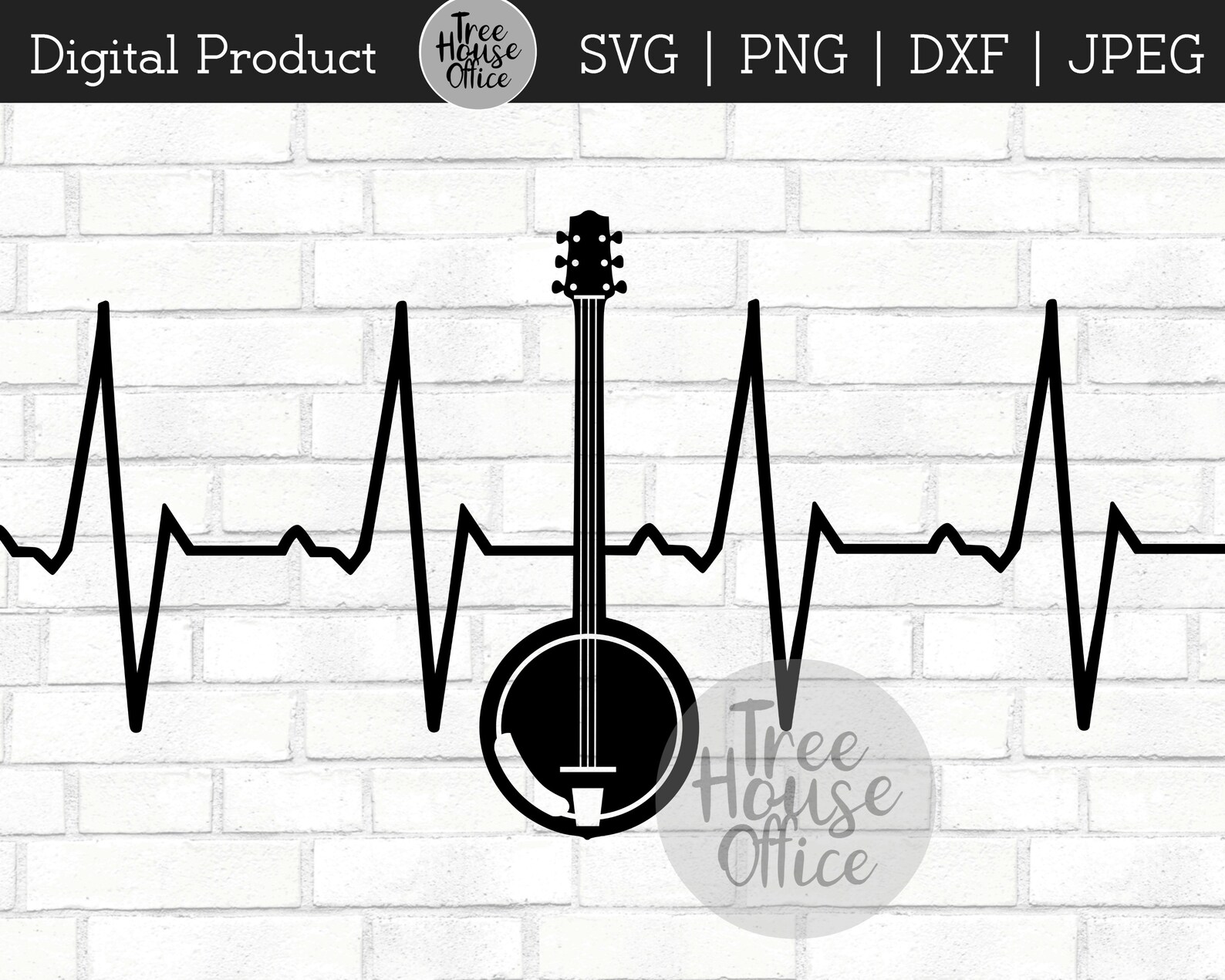 Banjo Heartbeat Svg/dxf/png/jpeg Banjo Svg Musician Cut | Etsy