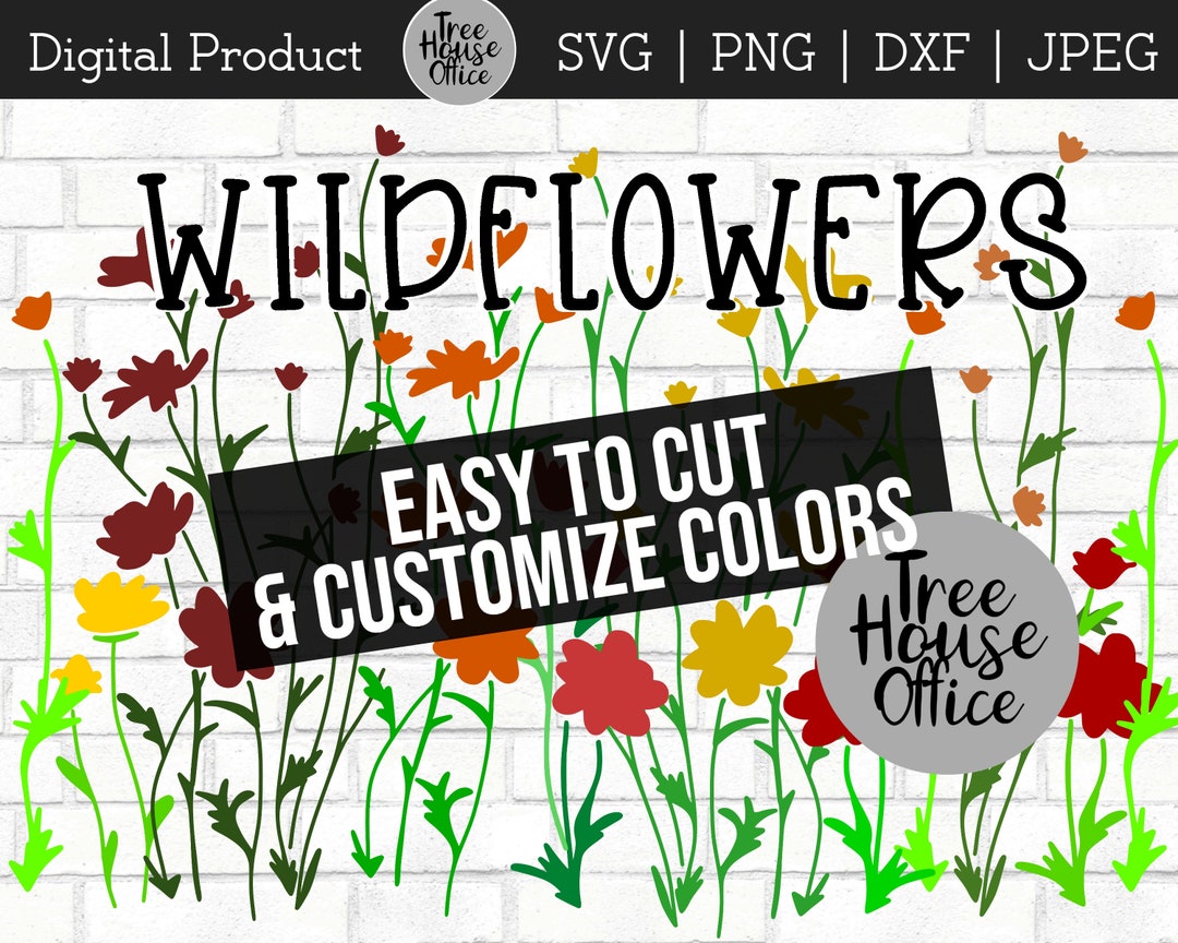 Wildflowers SVG, PNG, JPEG, Dxf, Hand Drawn Doodle Flowers, Cute Flower ...