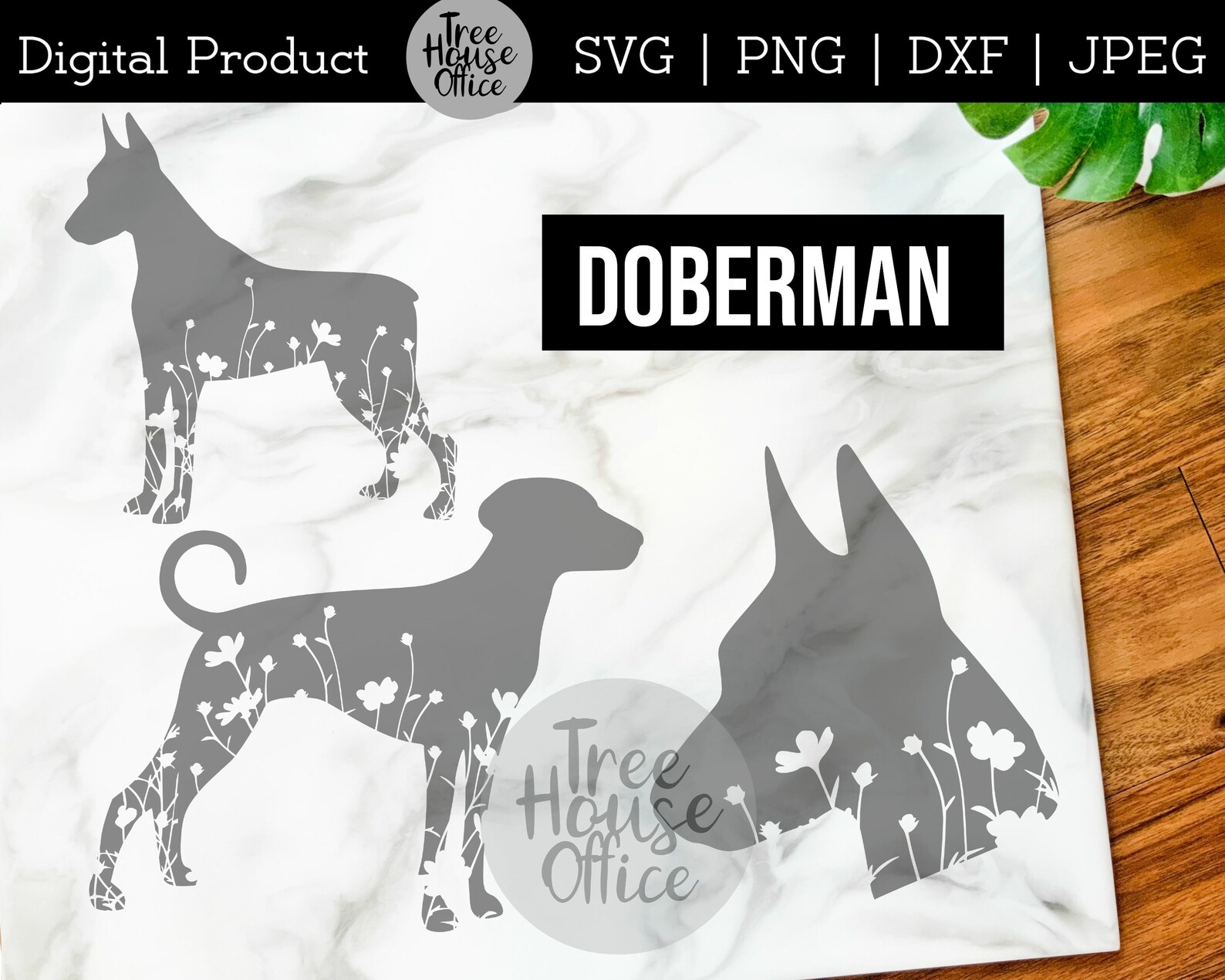 Doberman SVG DXF PNG Jpeg Floral Doberman Pinscher Mandala - Etsy