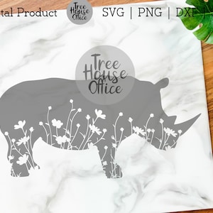 Floral Rhino SVG, DXF PNG Jpeg, African Animal, Rhino Zentangle Svg ...