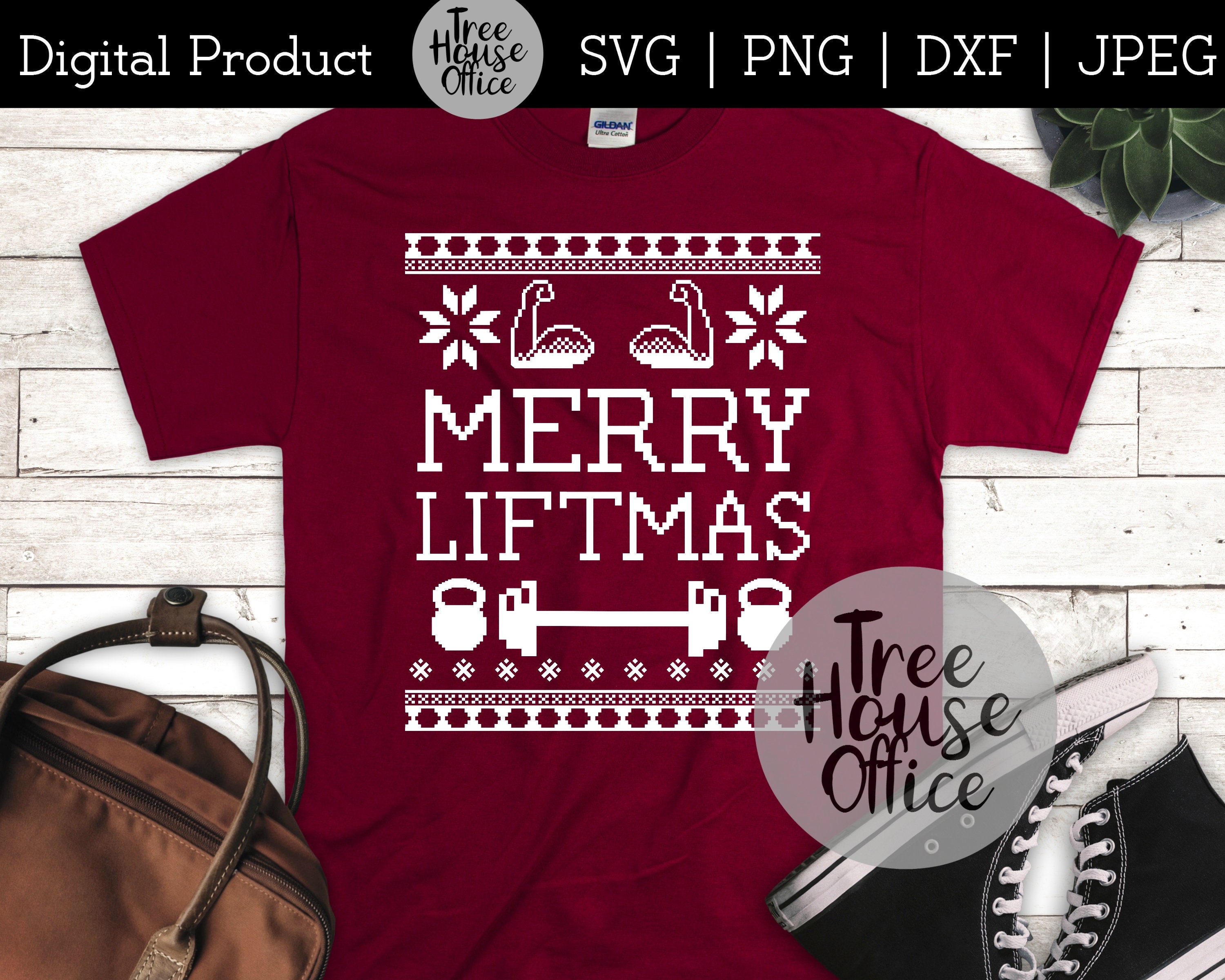 Christmas Gym Merry Liftmas SVG, DXF, PNG, Jpeg, Ugly Christmas Sweater ...