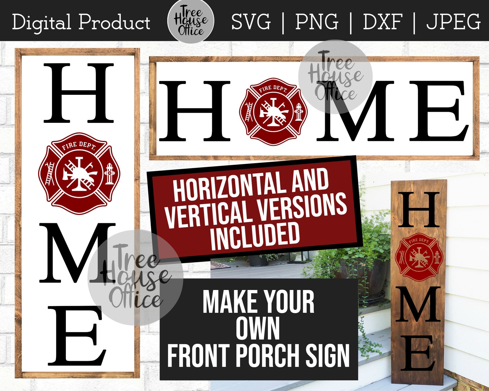 Firefighter Home Sign SVG DXF Png, Front Porch Fire Department House ...