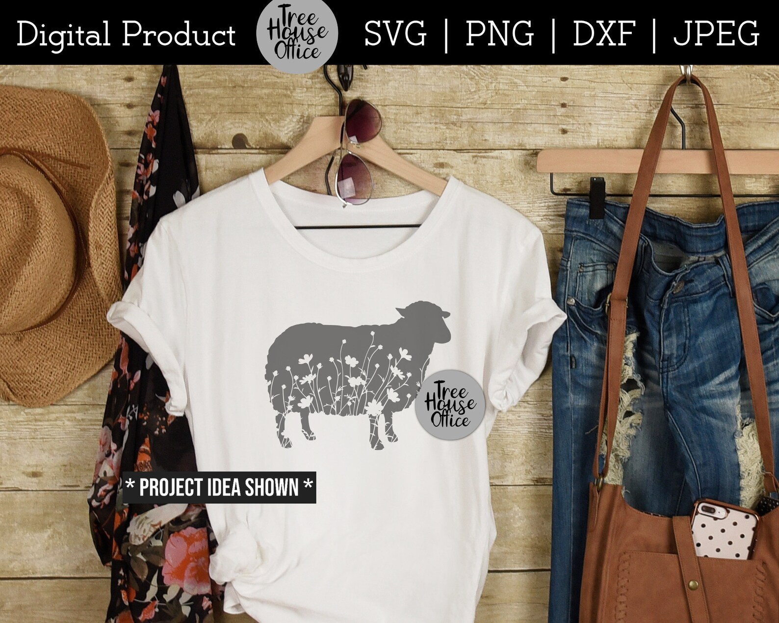 Floral Sheep SVG, DXF PNG Jpeg, Sheep With Flowers Cut File, Wildflower ...