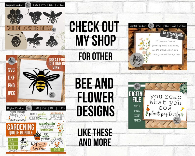 Floral Bees SVG Bundle Wildflower Bee Cut Files Floral | Etsy