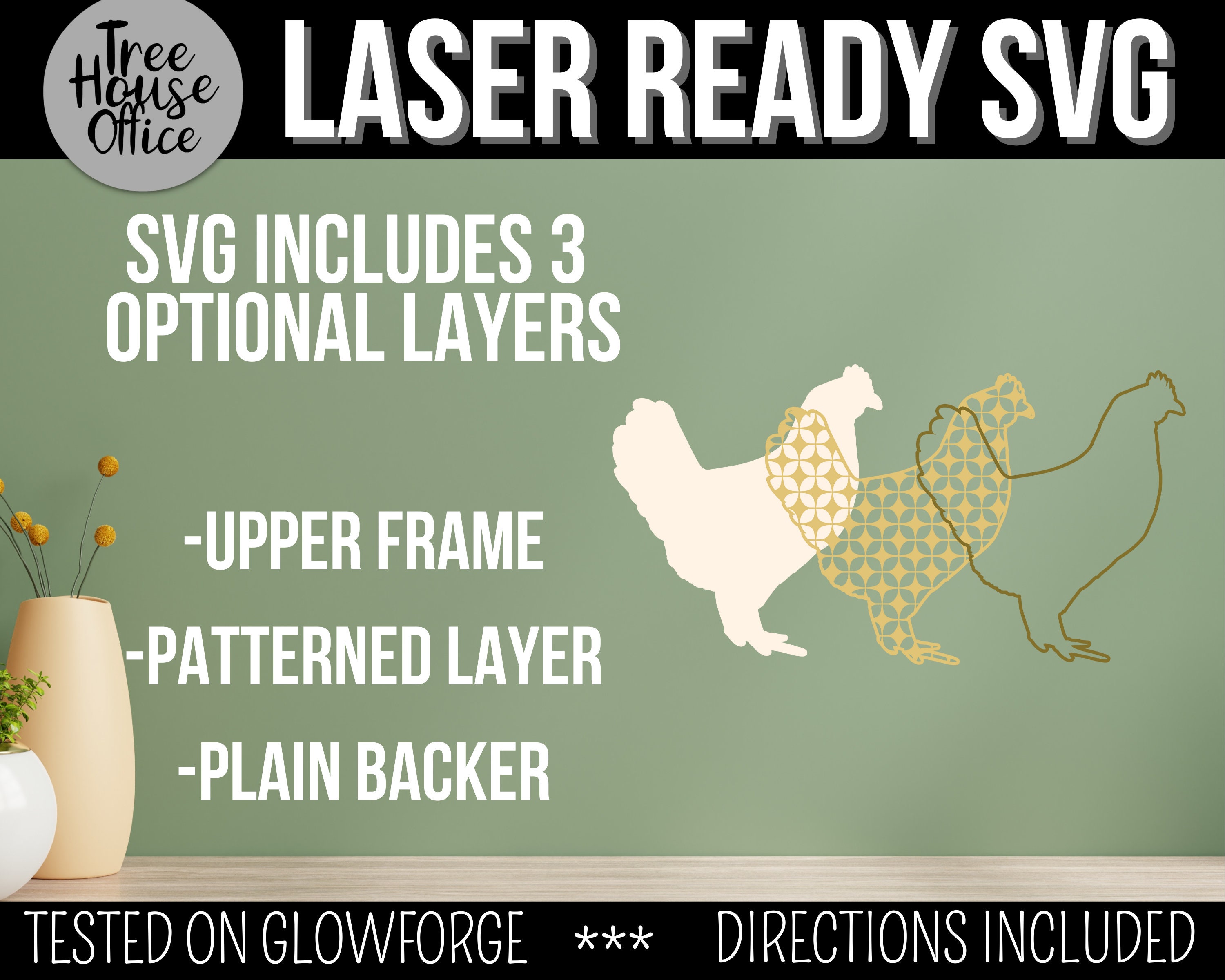 Chicken Laser SVG Patterned Chicken Laser Cut File Farm - Etsy