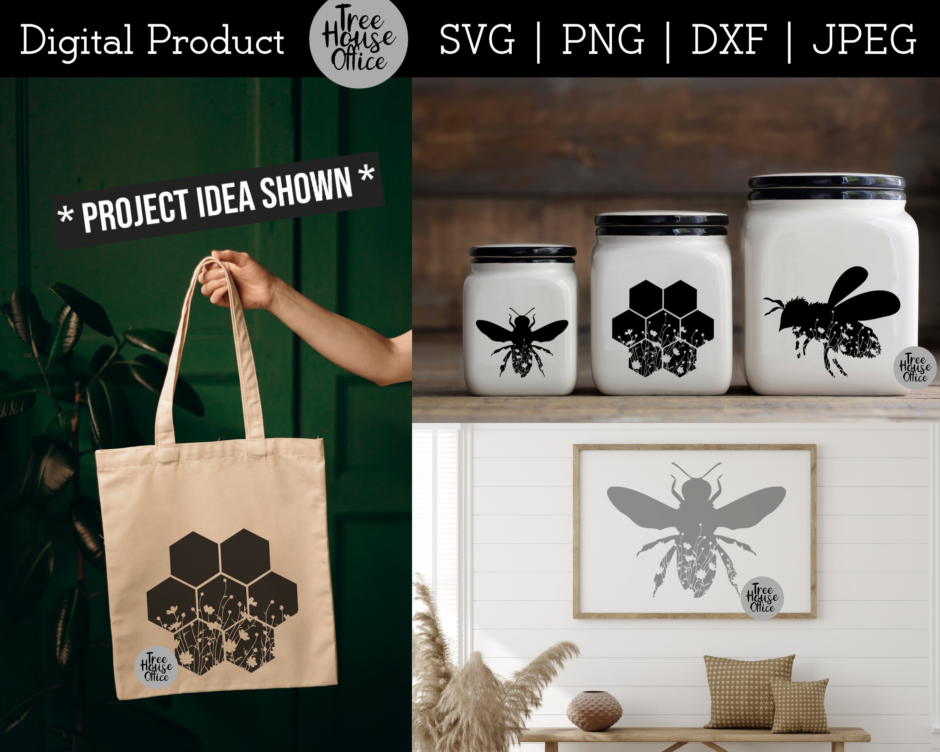Floral Bee SVG Bundle, Wildflower Cut Files (png, Jpeg, Dxf) - Etsy