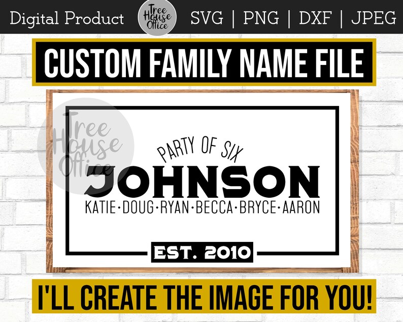 Personalized Family Name Digital File Custom Party of Family | Etsy