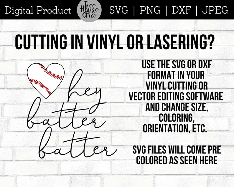 Hey Batter Batter SVG Dxf/png/jpeg Baseball Saying Digital | Etsy