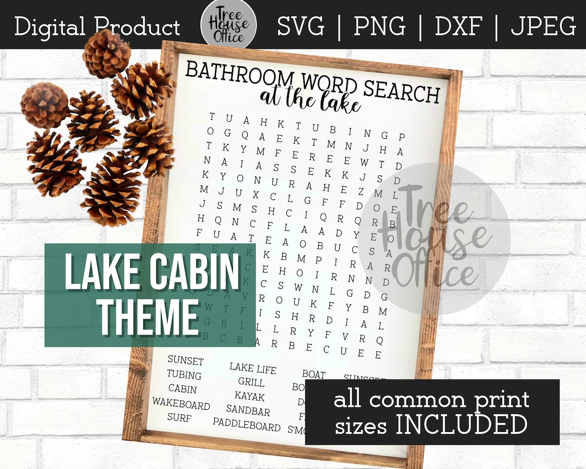 Lake Cabin Word Search Bathroom Decor SVG DXF JPEG Png, Forget Your ...