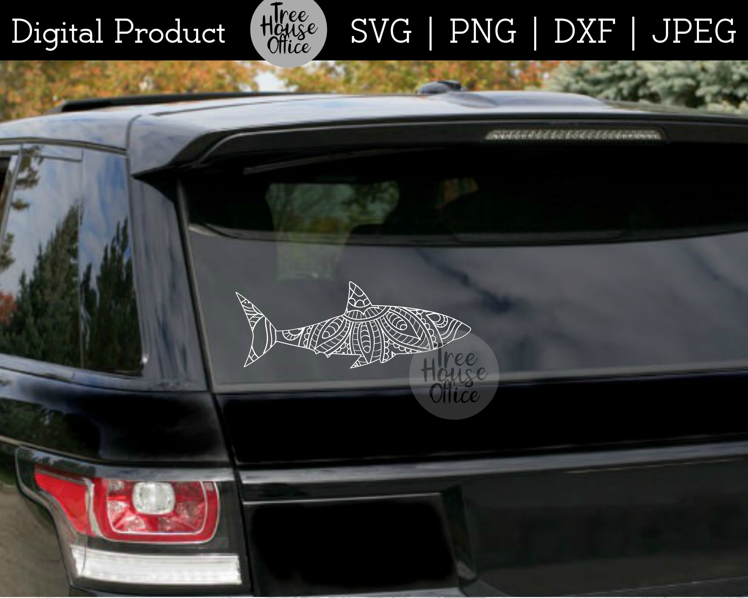 Shark Zentangle SVG Dxf/jpeg/png Shark Mandala Clipart Shark - Etsy