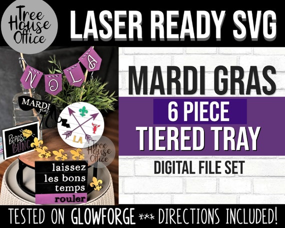 Mardi Gras Laser SVG Mardi Gras Tiered Tray Decor Laser Cut | Etsy