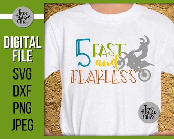 5th Birthday SVG Five Fast and Fearless Dirtbike Birthday SVG - Etsy