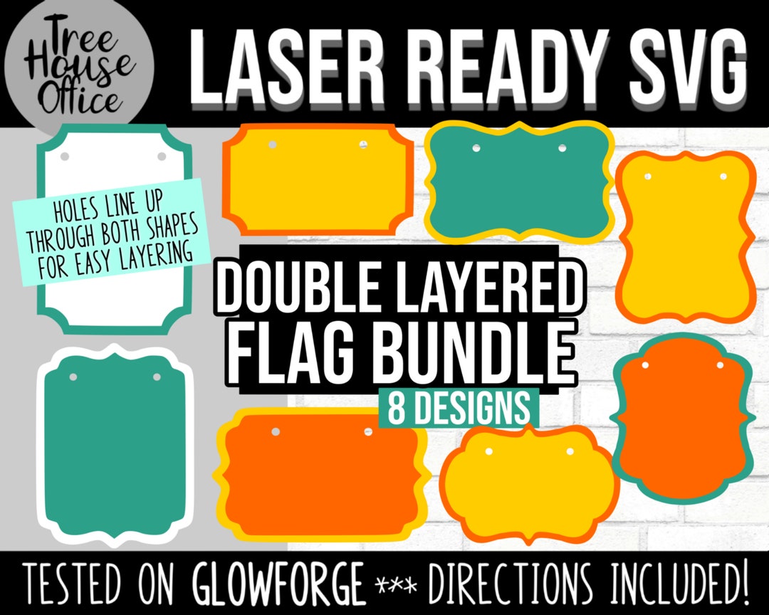 Layered Flag Shapes Banner Glowforge Laser SVG, Garland Banners Cut ...
